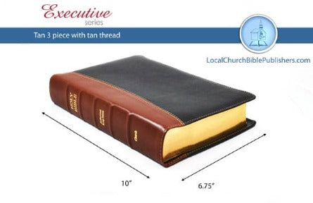 Mid-Size Classic Study KJV Bible (Tan/Black, 3 Piece Calfskin, Black L ...