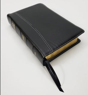 Handsize Classic Study KJV Bible (Black Calfskin Leather, White Thread ...